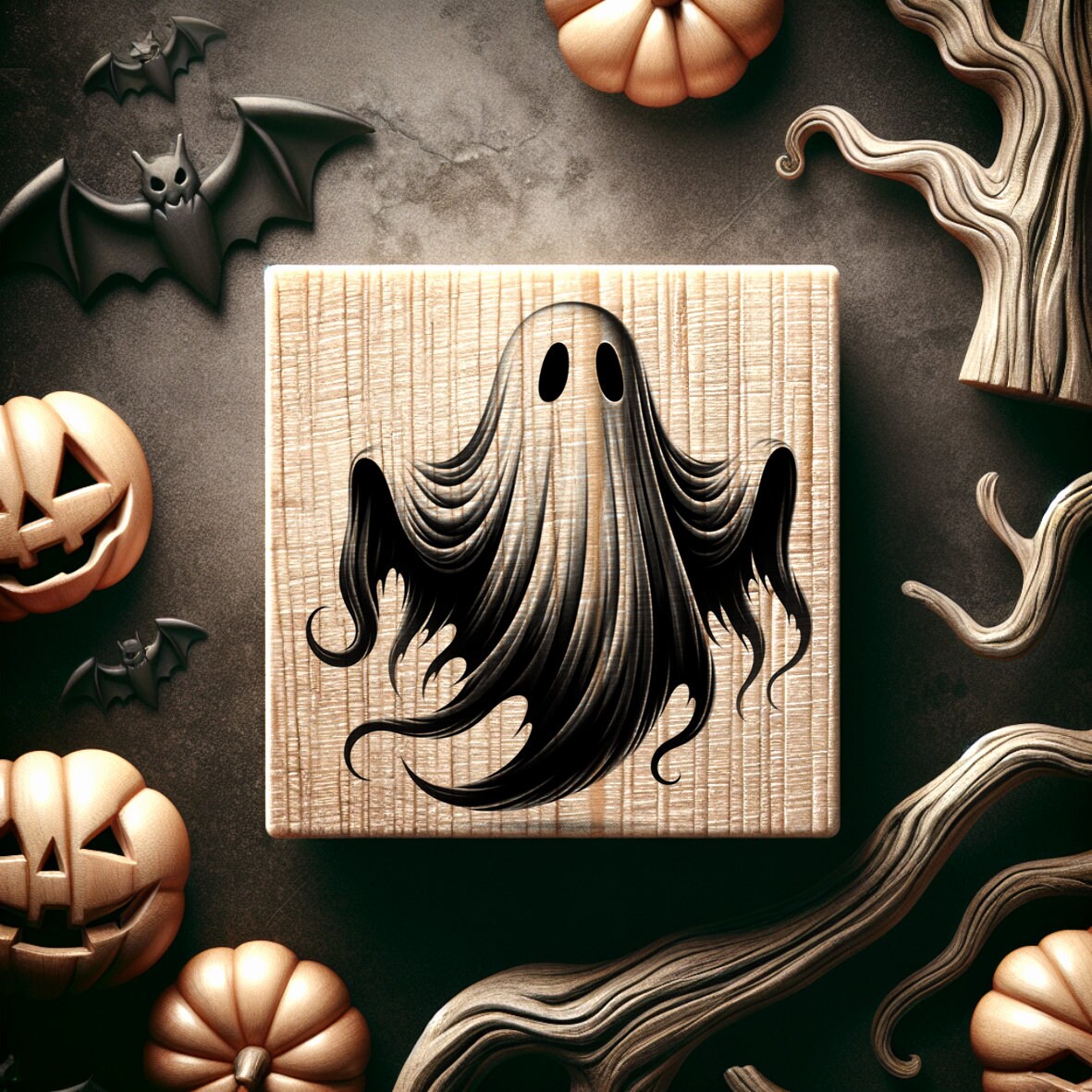 Ghost 2, Wood Engraving, Laser File, Coaster Etching, Lightburn, Glow ...