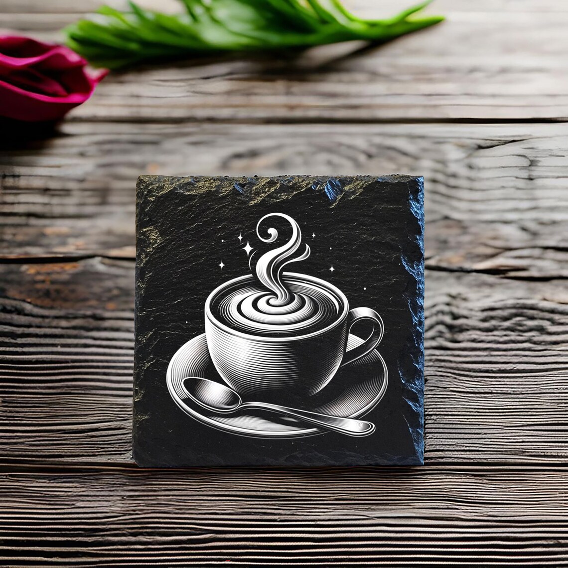 Coffee Cup 1, Slate Engraving Design, Laser File, Coaster Etching ...
