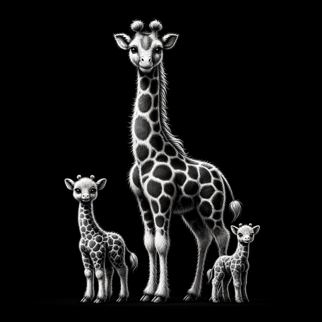 Giraffe Family 2, Slate Engraving, File, Coaster Etching, American ...