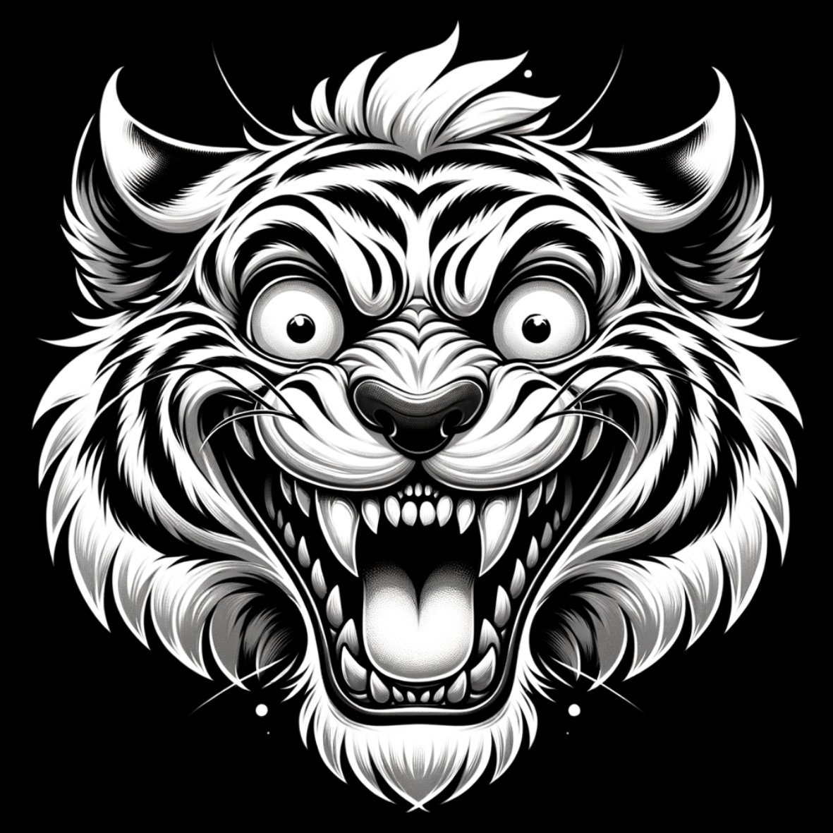 Crazy Tiger, Slate Engraving, Laser File, Coaster Etching, American ...