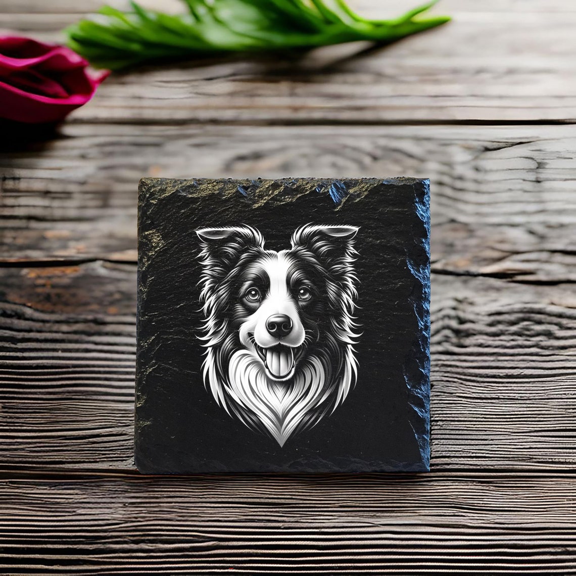 Border Collie, Slate Engraving Design, Laser File, Coaster Etching ...