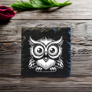 Crazy Owl, Slate Engraving, Laser File, Coaster Etching, American ...