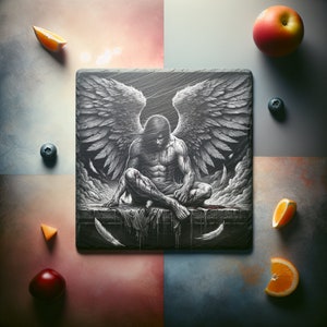 Fallen Angel 3, Slate Engraving, File, Coaster Etching, American ...