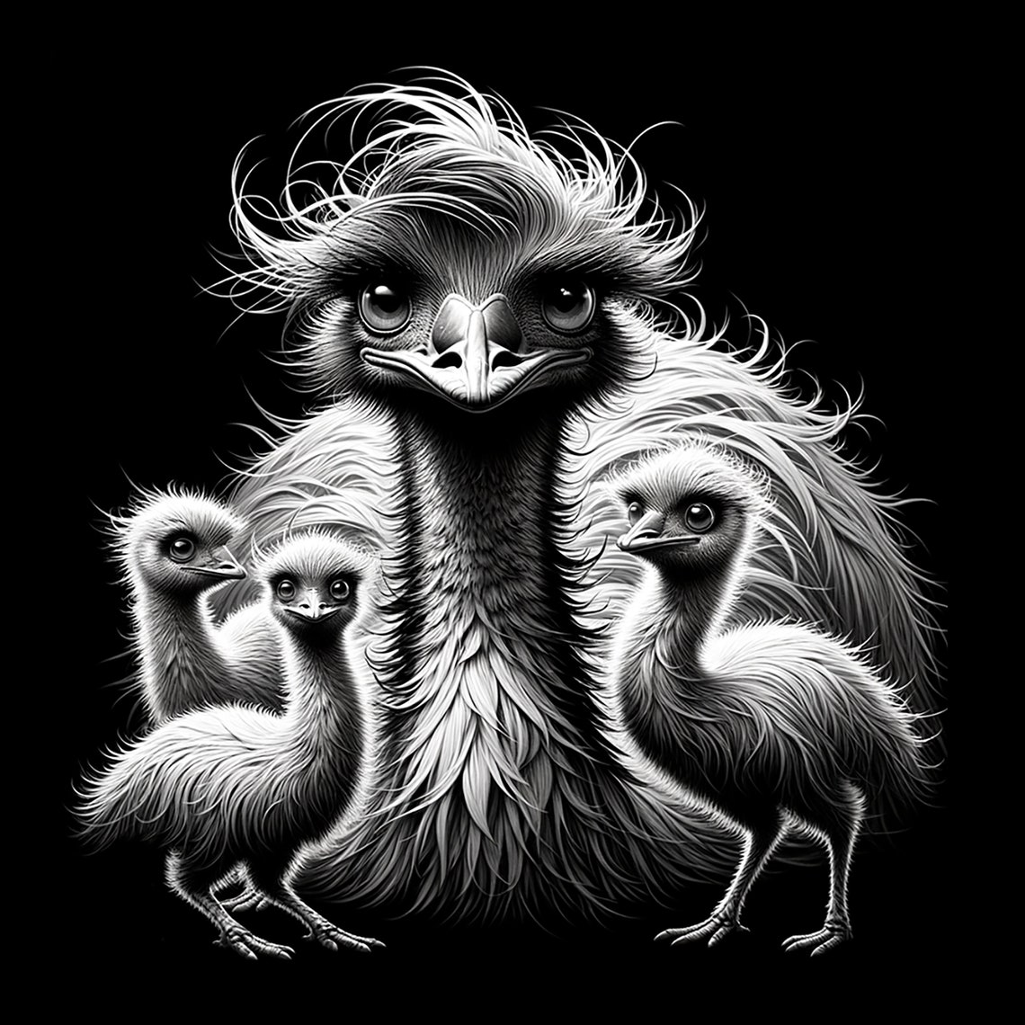 Emu Family , Slate Engraving, Laser File, Coaster Etching, American ...
