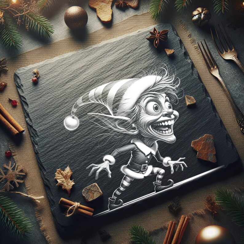 Crazy Elf Laser Engraving File, Slate Coaster Design (PNG) - Etsy