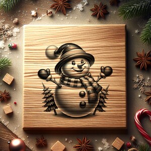 Snowman 8, Wood Engraving, Laser File, Coaster Etching, Lightburn, Glow ...