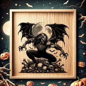 Vampire 2, Wood Engraving, Laser File, Coaster Etching, Lightburn, Glow ...