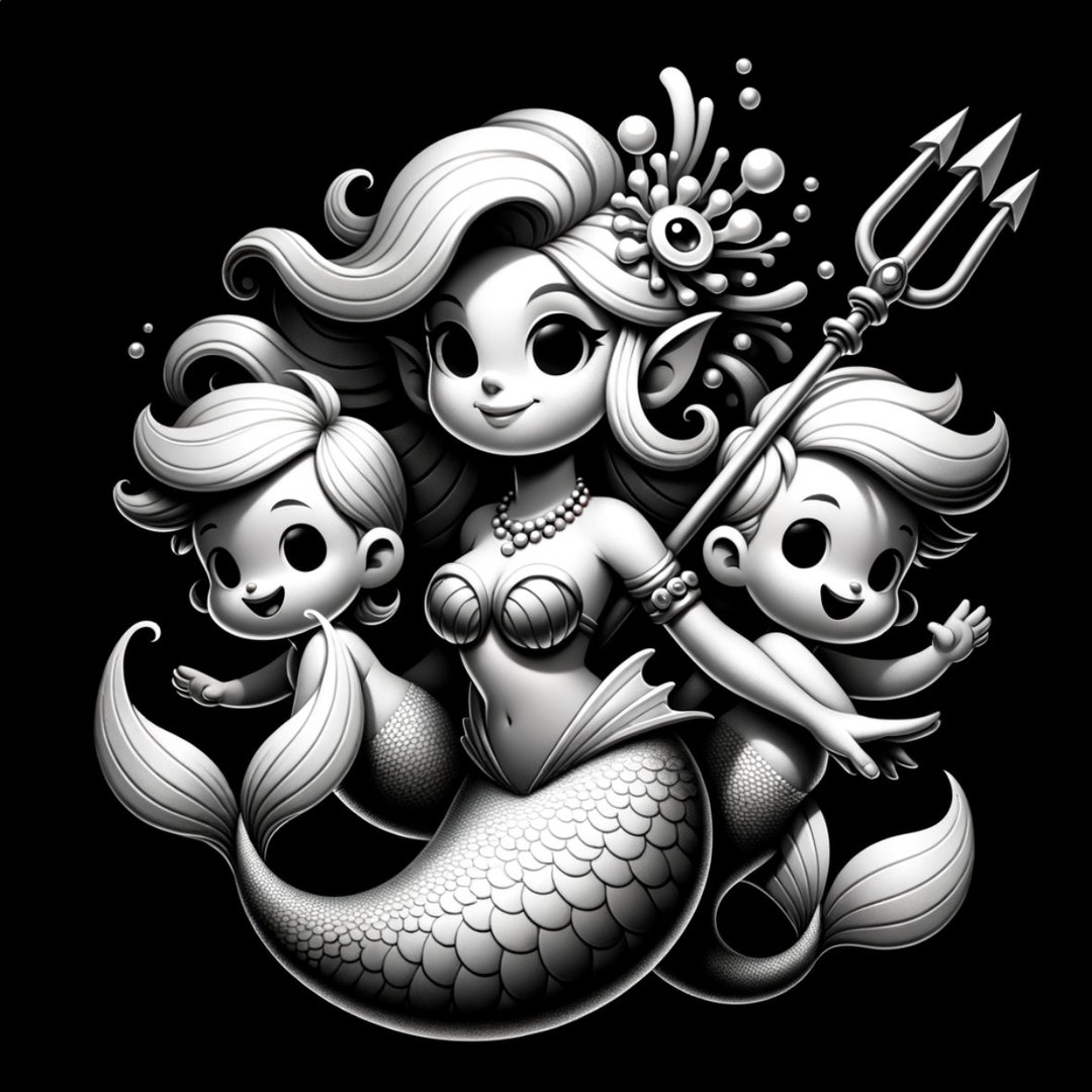 Mermaid Family 2, Slate Engraving, File, Coaster Etching, American ...