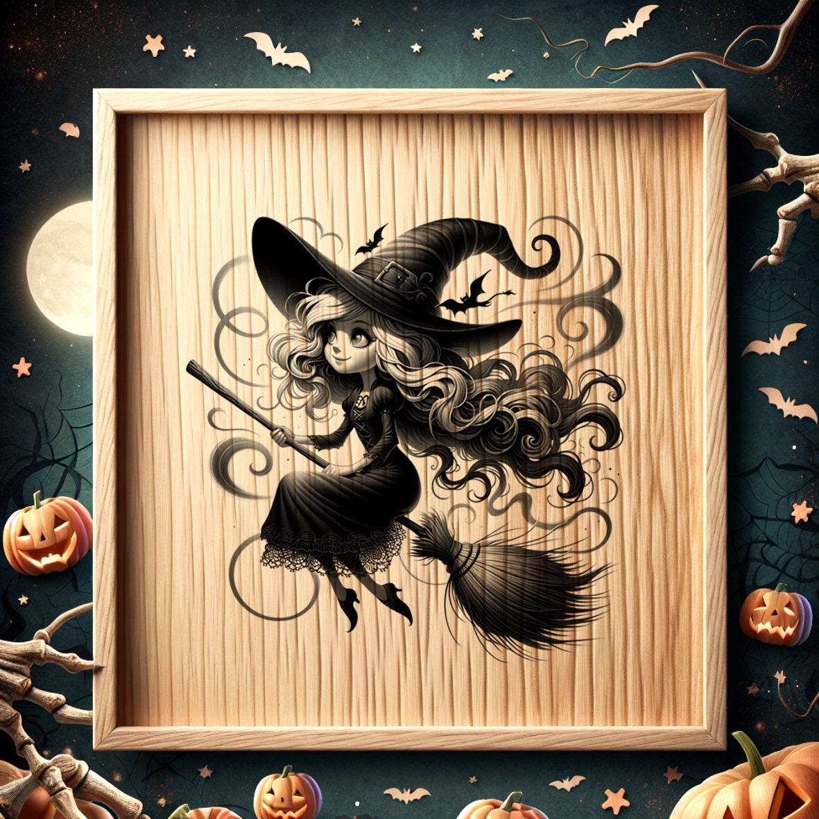 Wicked Witch 8, Wood Engraving, Laser File, Coaster Etching, Lightburn ...