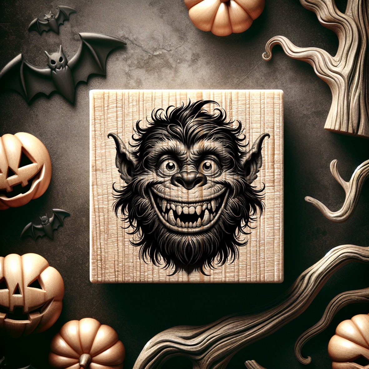 Werewolf 5, Wood Engraving, Laser File, Coaster Etching, Lightburn ...