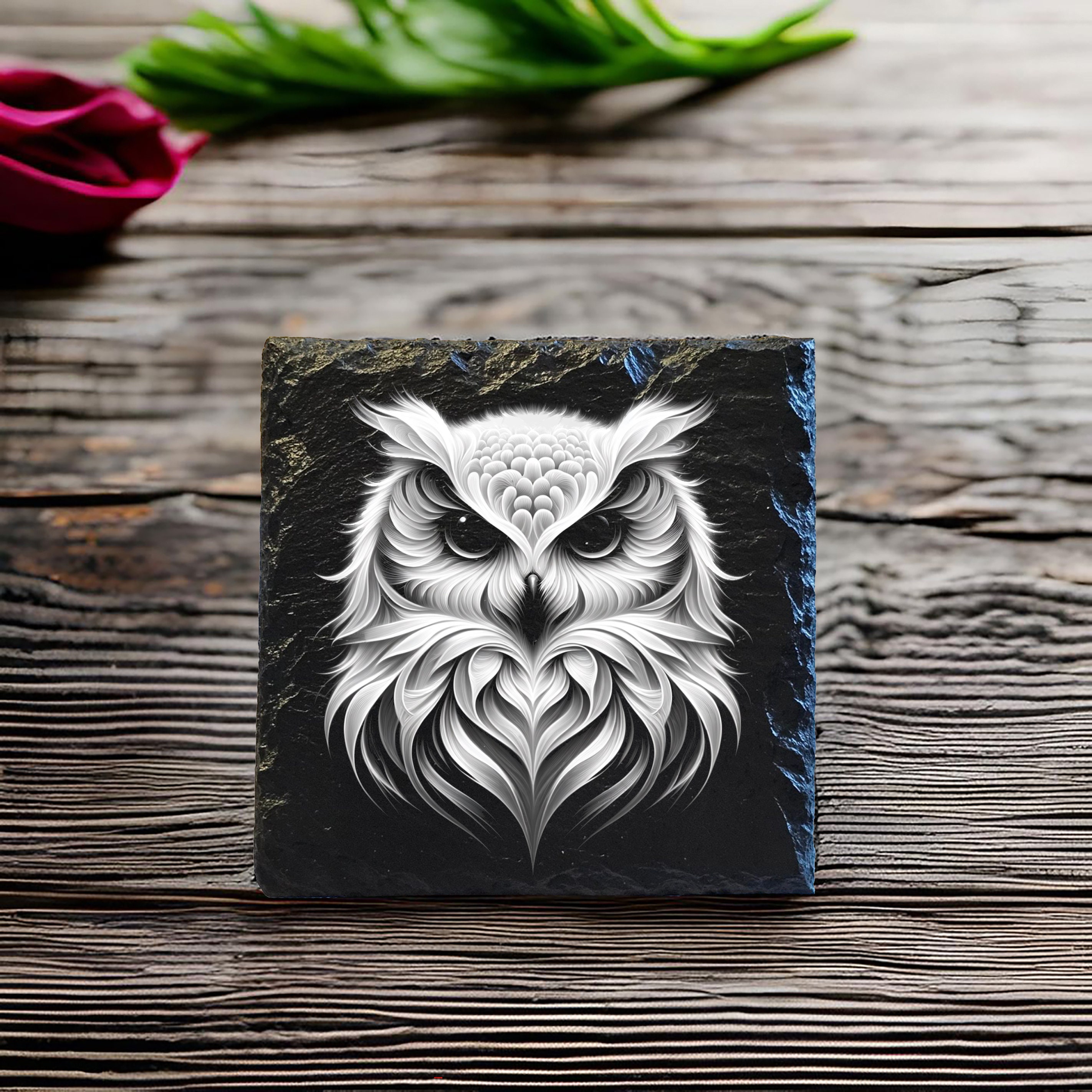 Celestial Owl, Slate Engraving Design, Laser File, Coaster Etching ...
