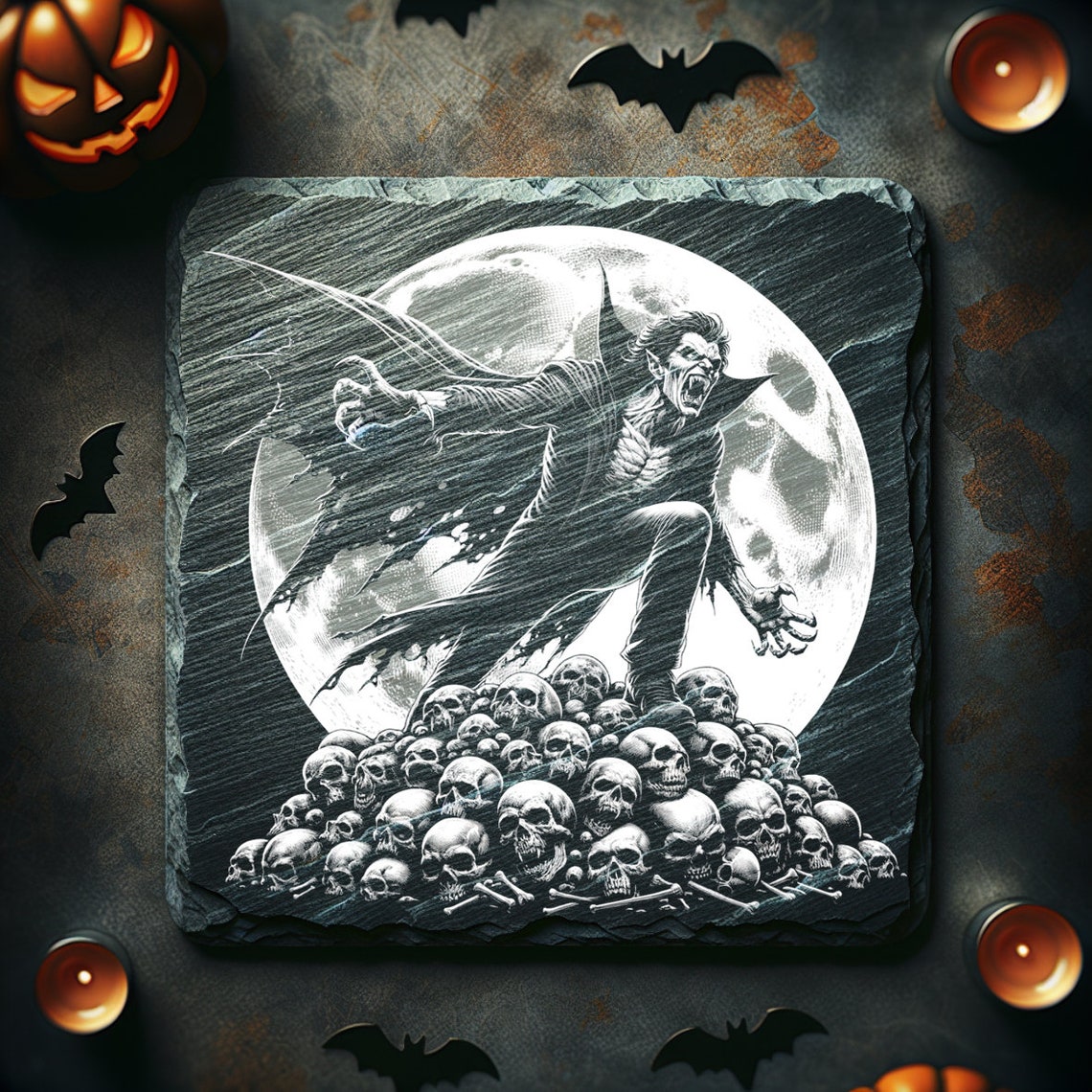 Vampire 2, Laser PNG, Slate Engraving, Laser File, Coaster Etching ...