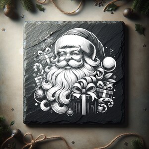 Santa Clause 37, Laser PNG, Slate Engraving, Laser File, Coaster ...