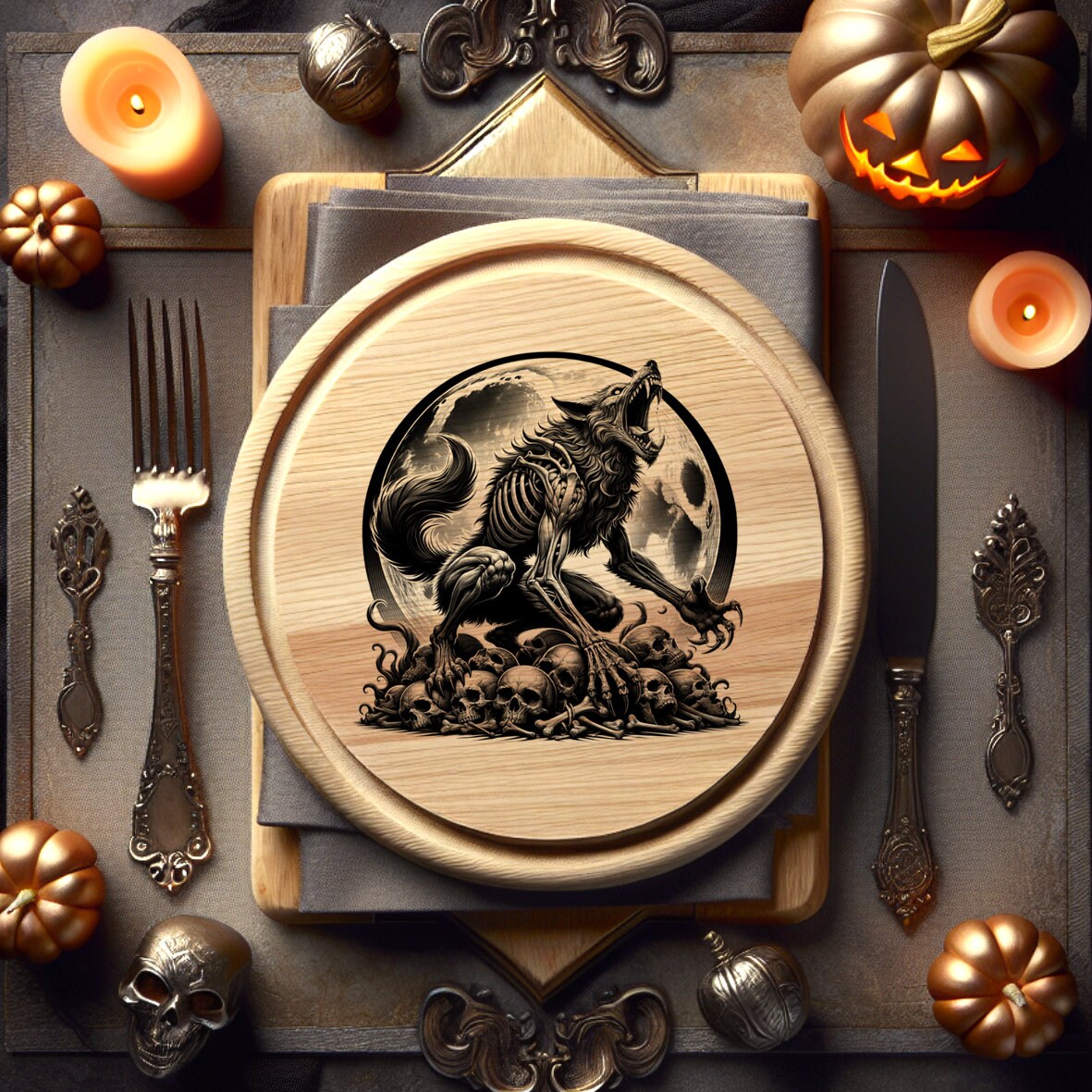 Werewolf 2, Wood Engraving, Laser File, Coaster Etching, Lightburn ...