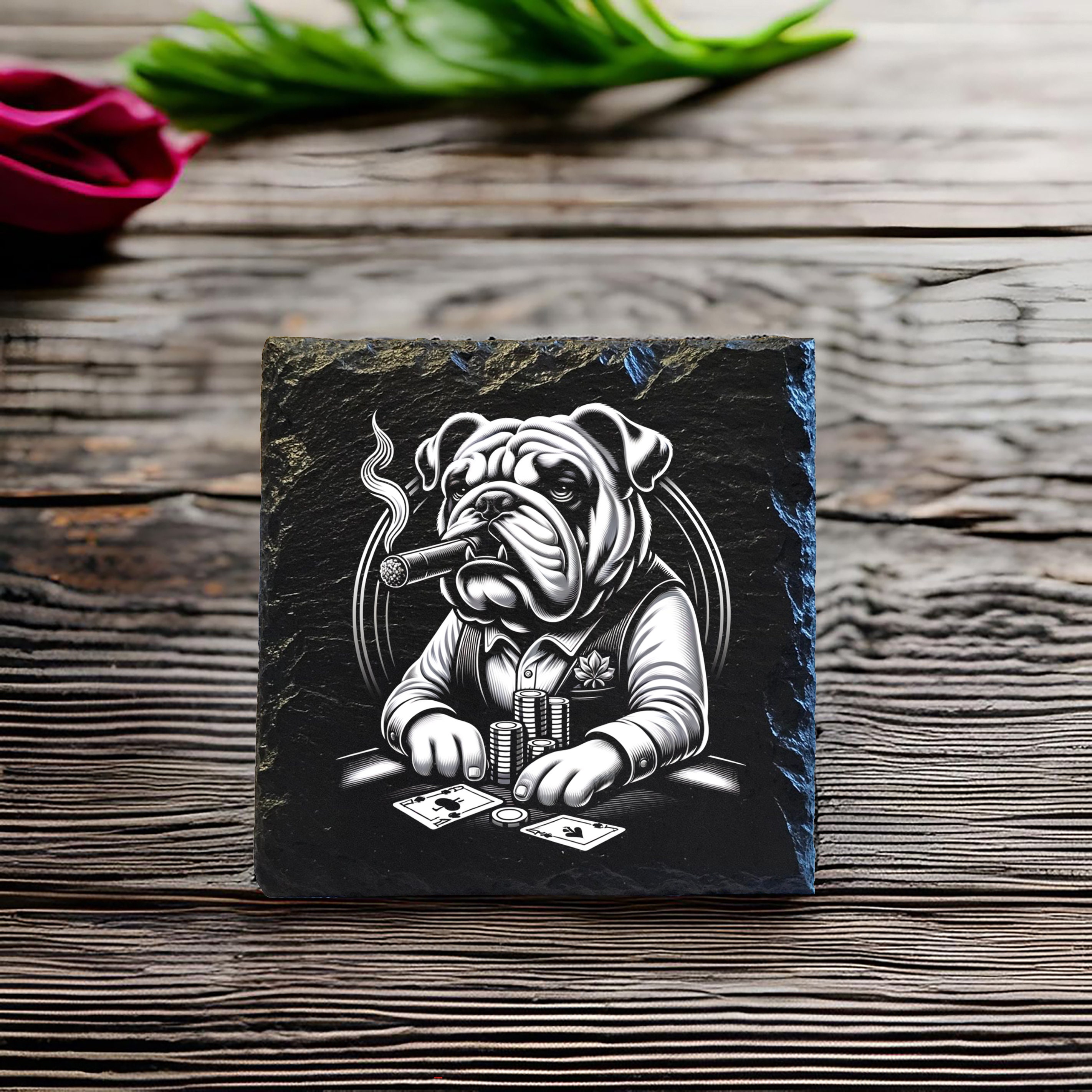 Bulldog Cards, Slate Engraving Design, Laser File, Coaster Etching ...
