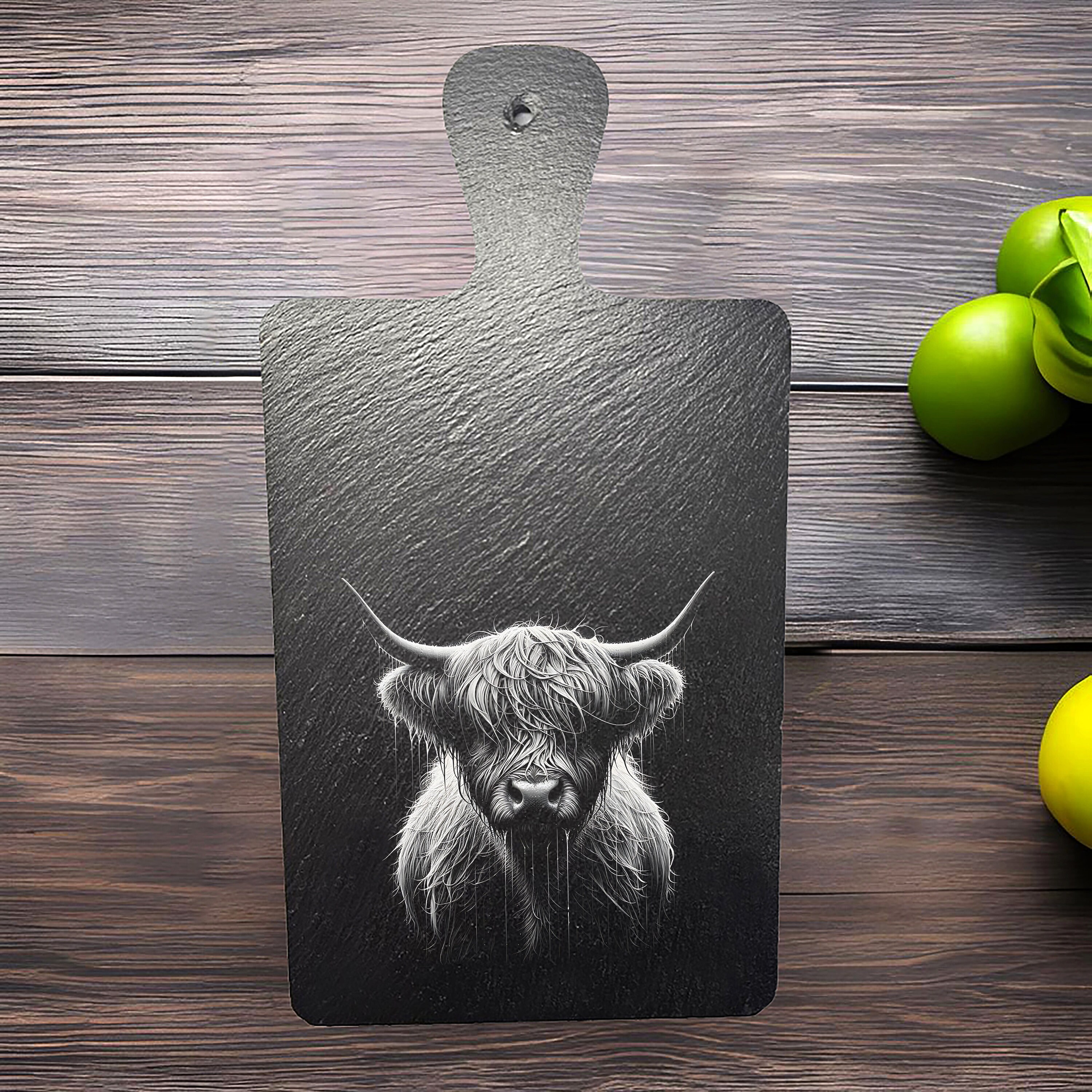 Highland Cow Rain, Slate Engraving, Laser File, Coaster Etching ...