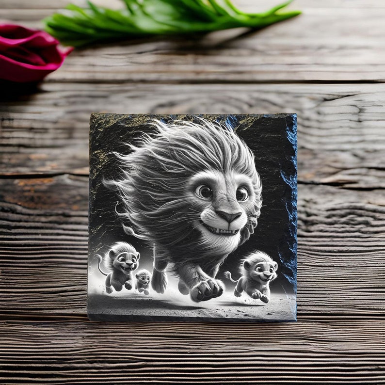 Lion 3 Family, Slate Engraving, Laser File, Coaster Etching, American ...