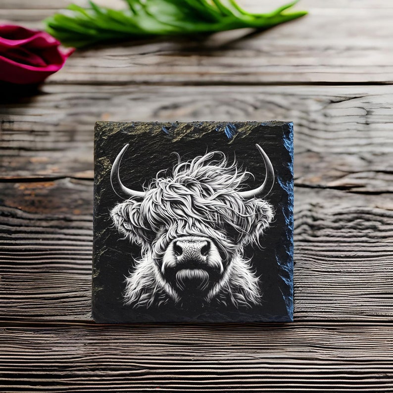 Highland Cow X,slate Engraving, Laser File, Coaster Etching, American ...