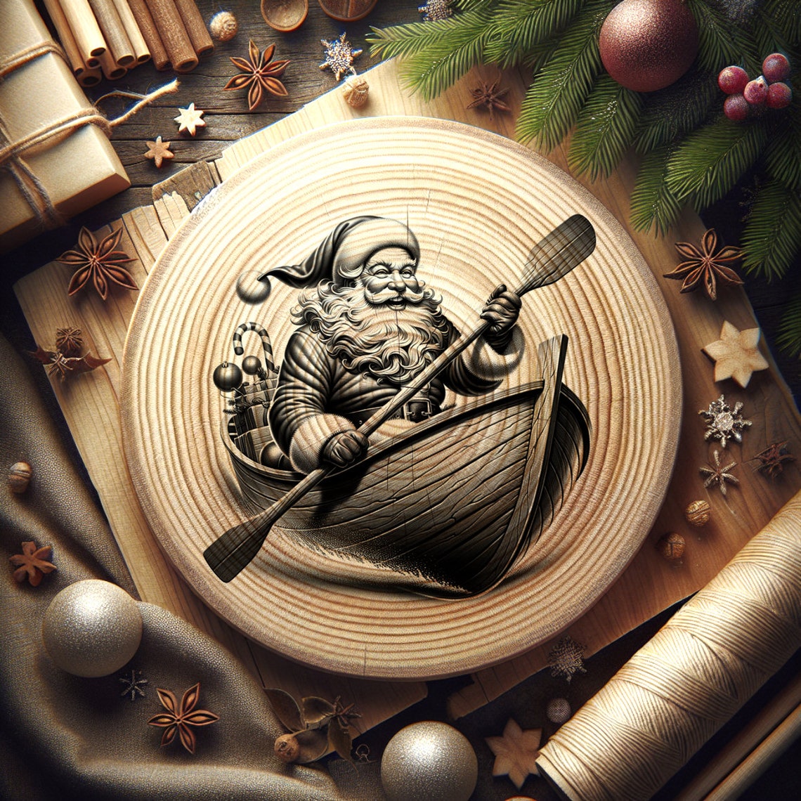 Santa Clause 18, Wood Engraving, Laser File, Coaster Etching, Lightburn ...