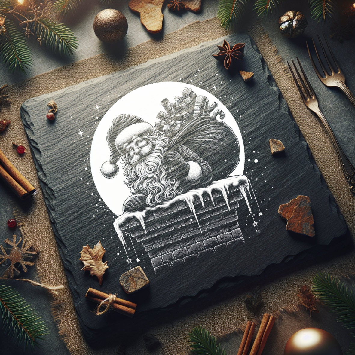 Santa Clause 4, Laser PNG, Slate Engraving, Laser File, Coaster Etching ...