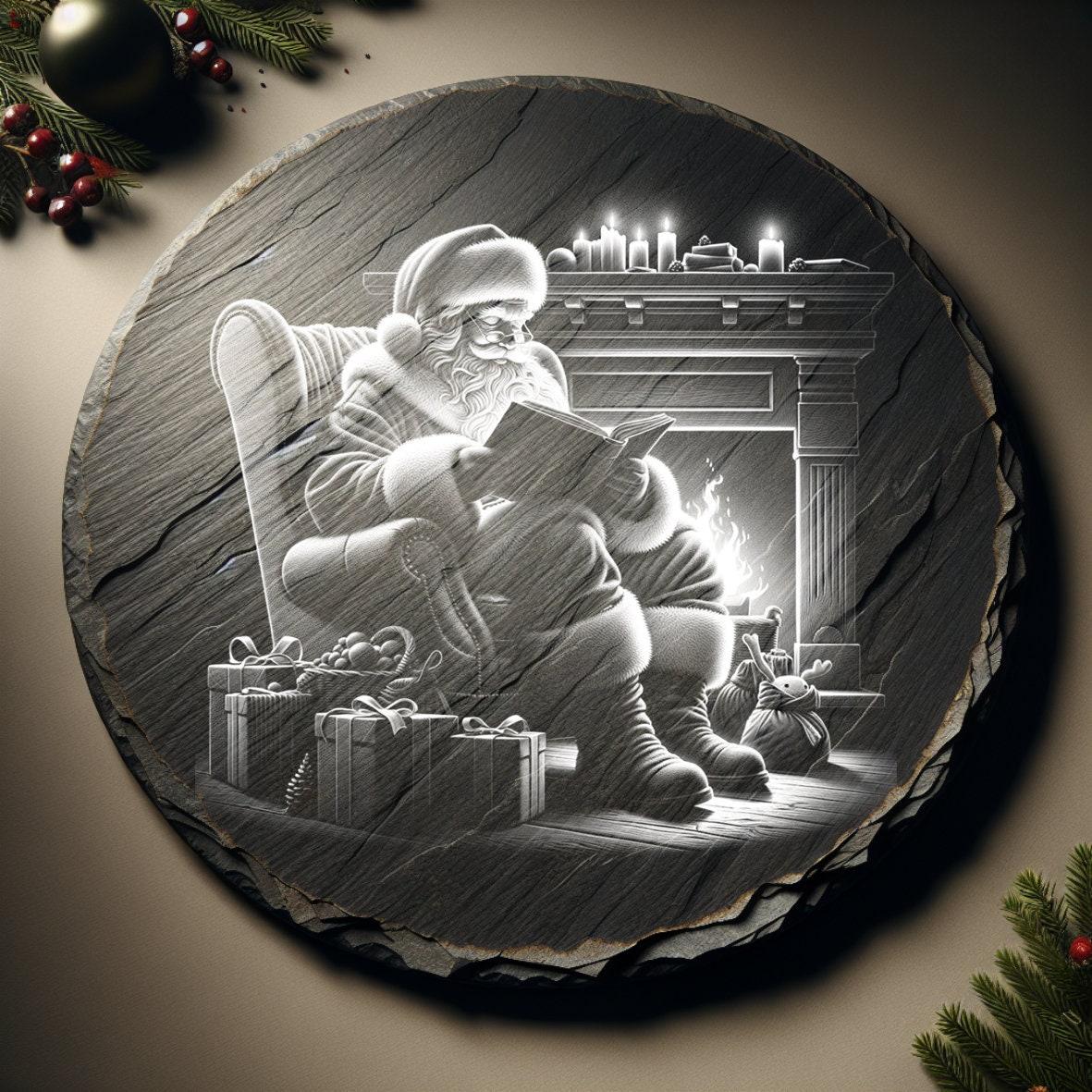 Santa Clause 39, Laser PNG, Slate Engraving, Laser File, Coaster ...