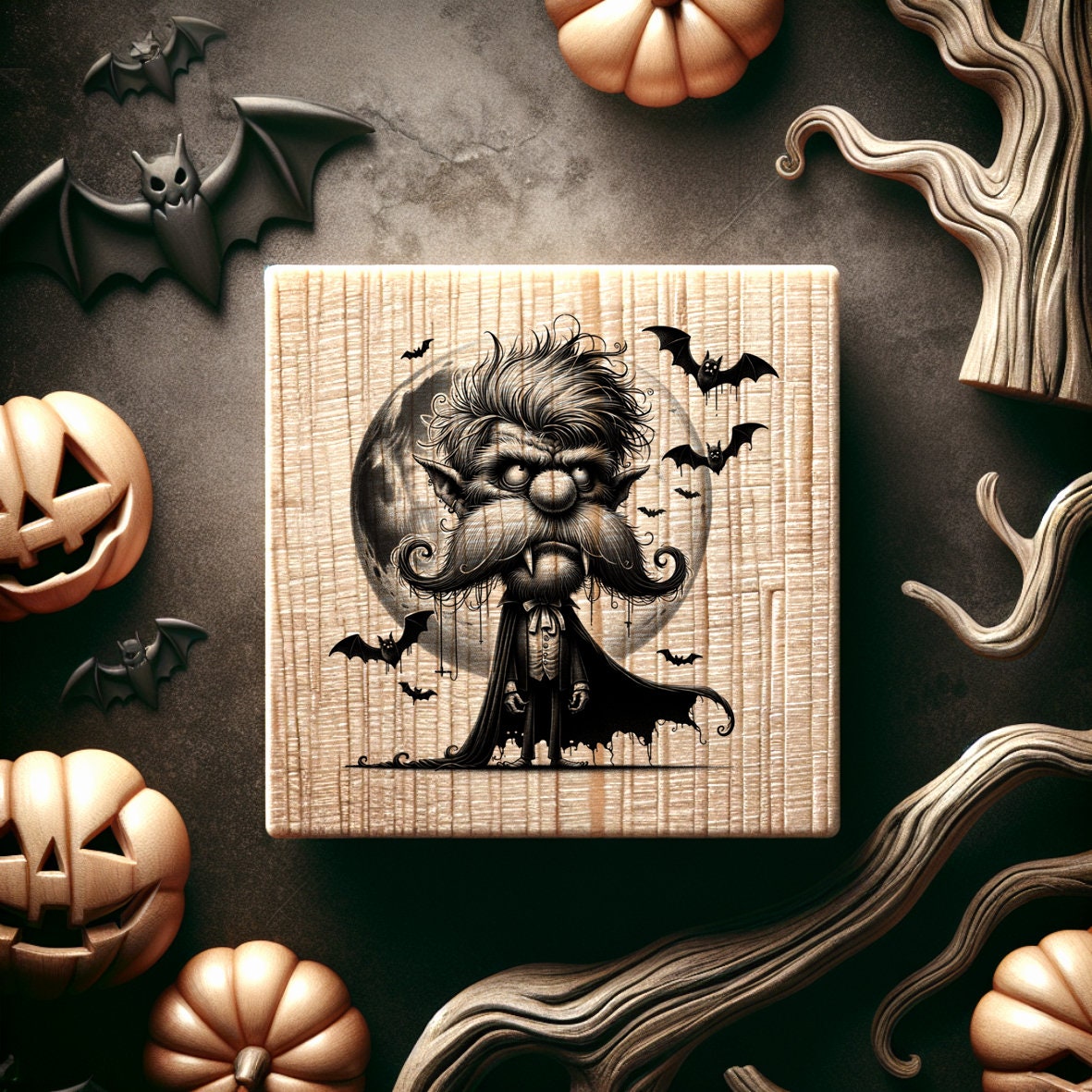 Vampire 1 Wood Engraving, Laser File, Coaster Etching, Lightburn, Glow ...