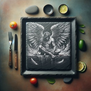 Fallen Angel 3, Slate Engraving, File, Coaster Etching, American ...