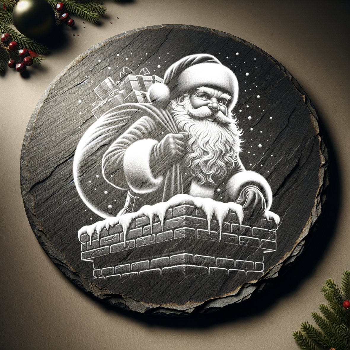 Santa Claus Slate Engraving Laser File (PNG) - Etsy