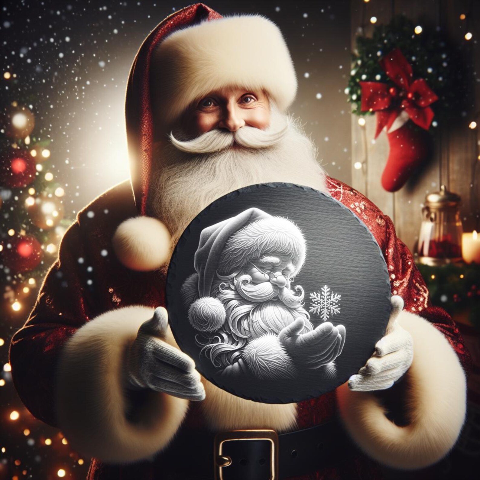 Santa Clause 48, Laser PNG, Slate Engraving, Laser File, Coaster ...