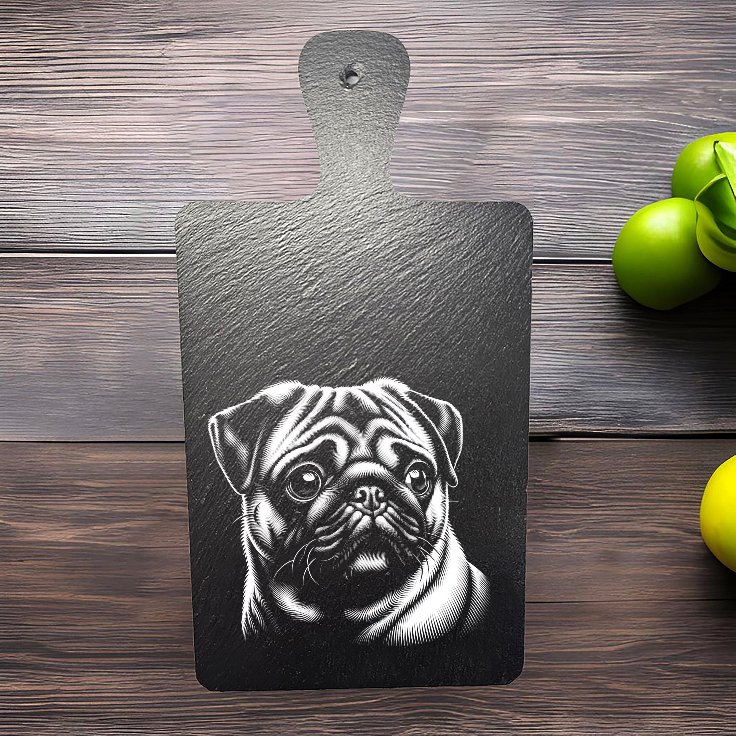 Pug, Dog, Slate Engraving Design, Laser File, Coaster Etching ...