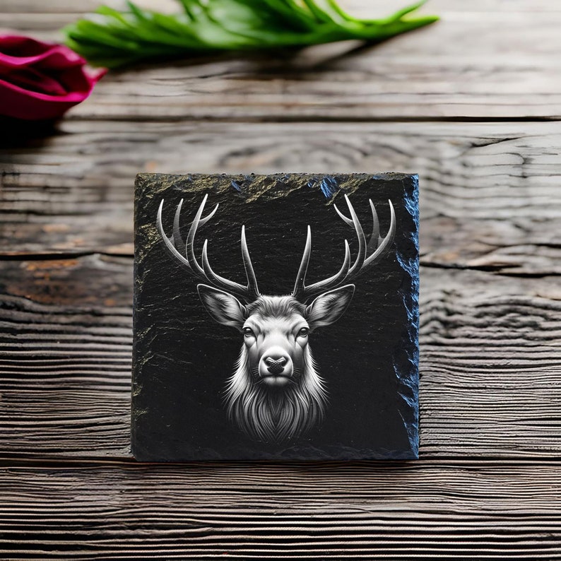 Stag Portrait, Slate Engraving, Laser File, Coaster Etching, American ...