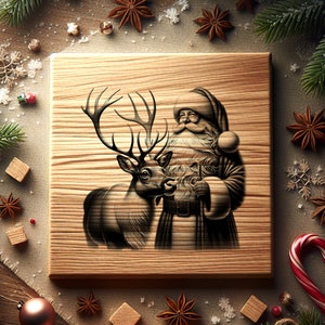 Santa Clause 30, Wood Engraving, Laser File, Coaster Etching, Lightburn ...