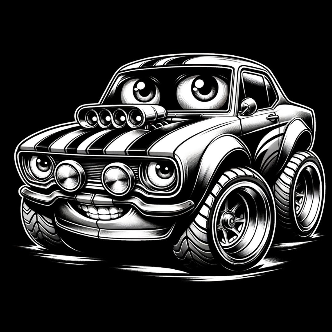 Crazy Car 2, Slate Engraving, Laser File, Coaster Etching, American ...