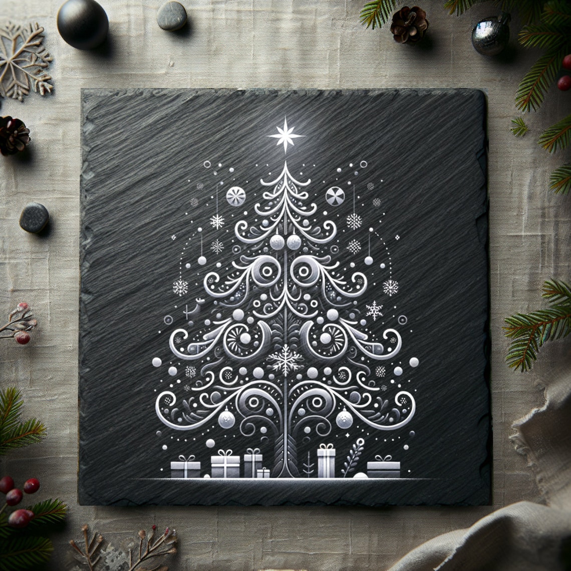 Christmas Tree 4, Laser PNG, Slate Engraving, Laser File, Coaster ...