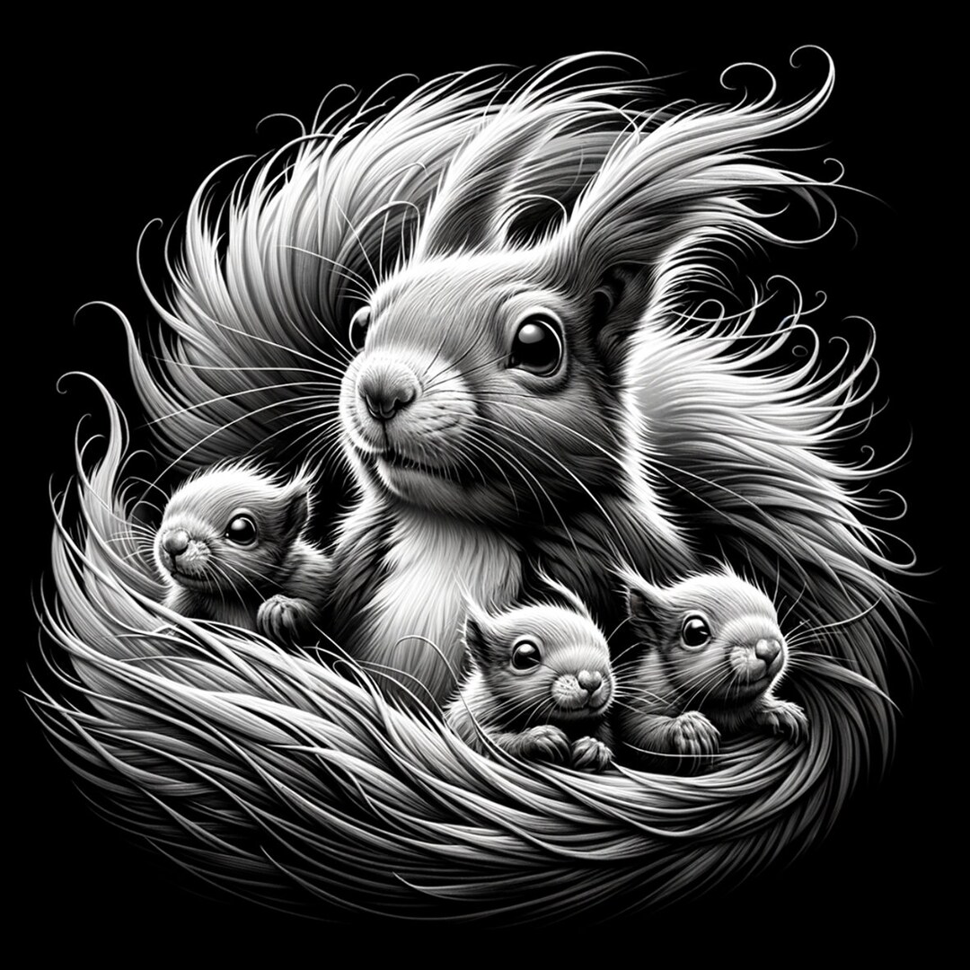 Squirrel Family, Slate Engraving, Laser File, Coaster Etching, American ...