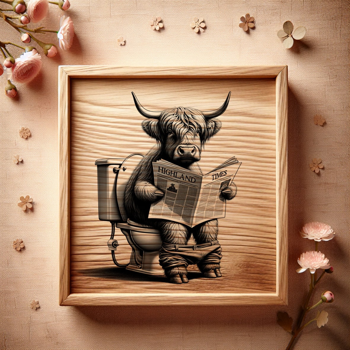 Highland Cow Toilet, Wood Engraving, Laser File, Coaster Etching ...