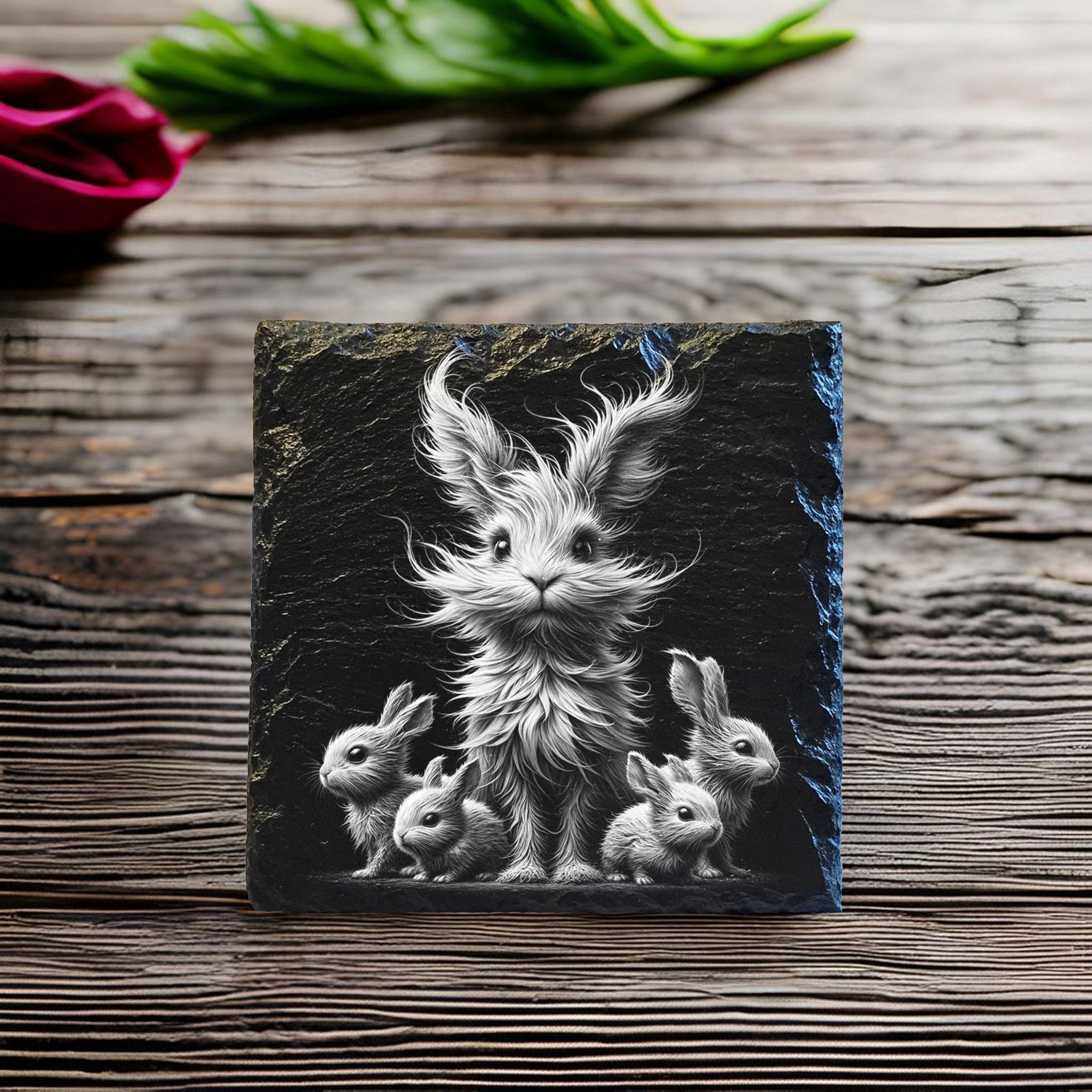 Rabbit Family, Slate Engraving, Laser File, Coaster Etching, American ...