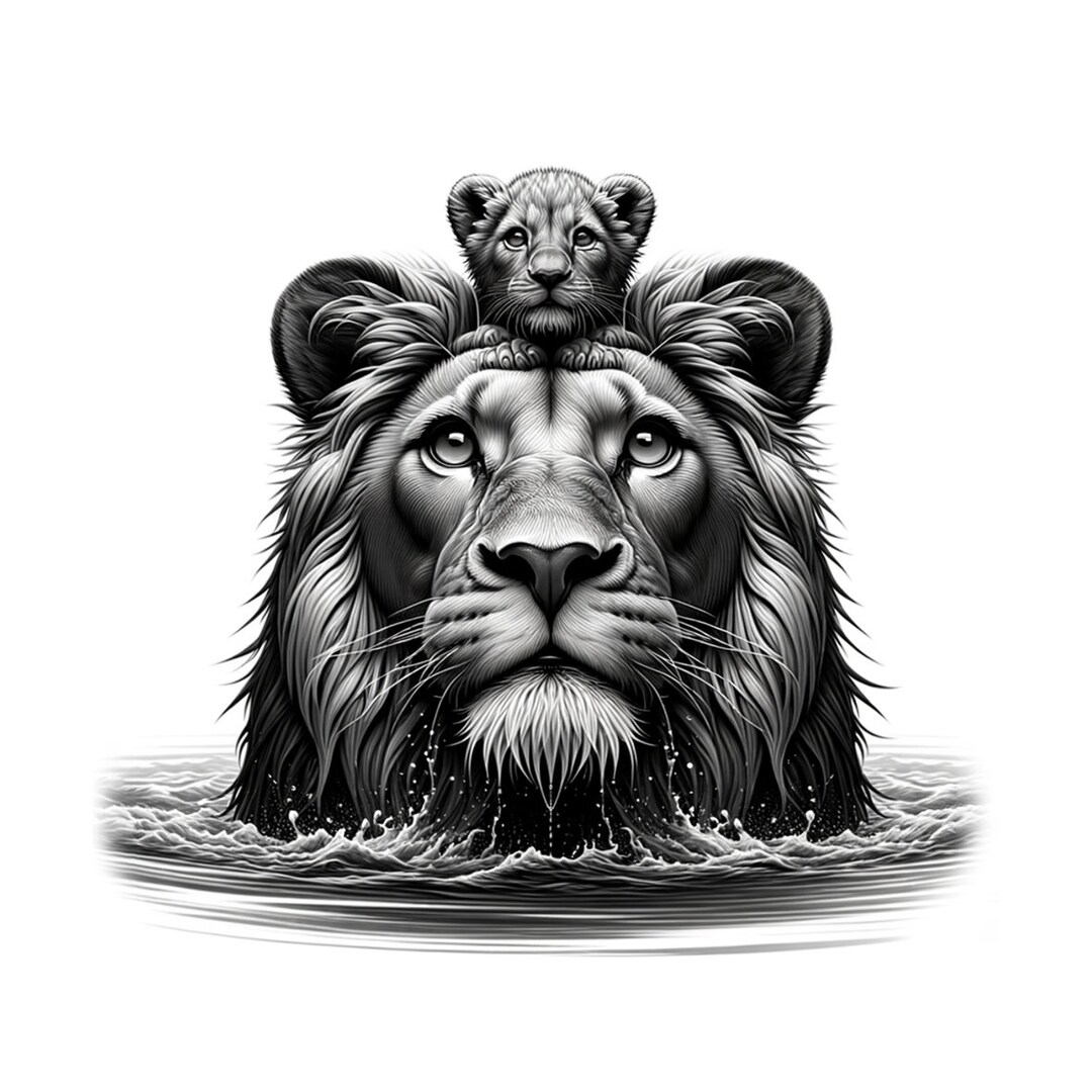 Lion & Cub 1, Wood Engraving, Laser File, Coaster Etching, Lightburn ...
