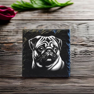 Pug, Dog, Slate Engraving Design, Laser File, Coaster Etching ...