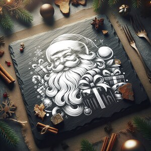 Santa Clause 37, Laser PNG, Slate Engraving, Laser File, Coaster ...