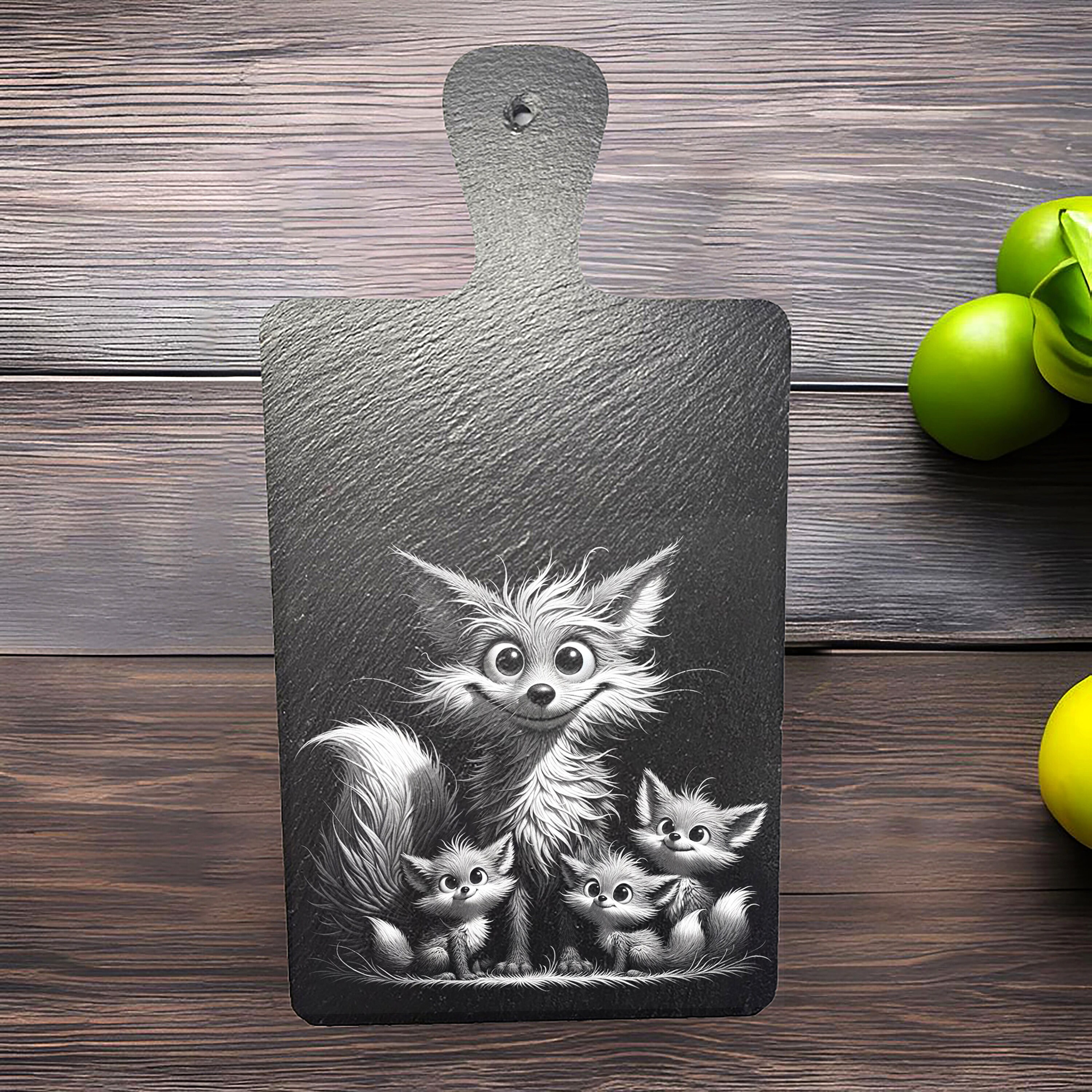 Fox Family, Slate Engraving, Laser File, Coaster Etching, American ...