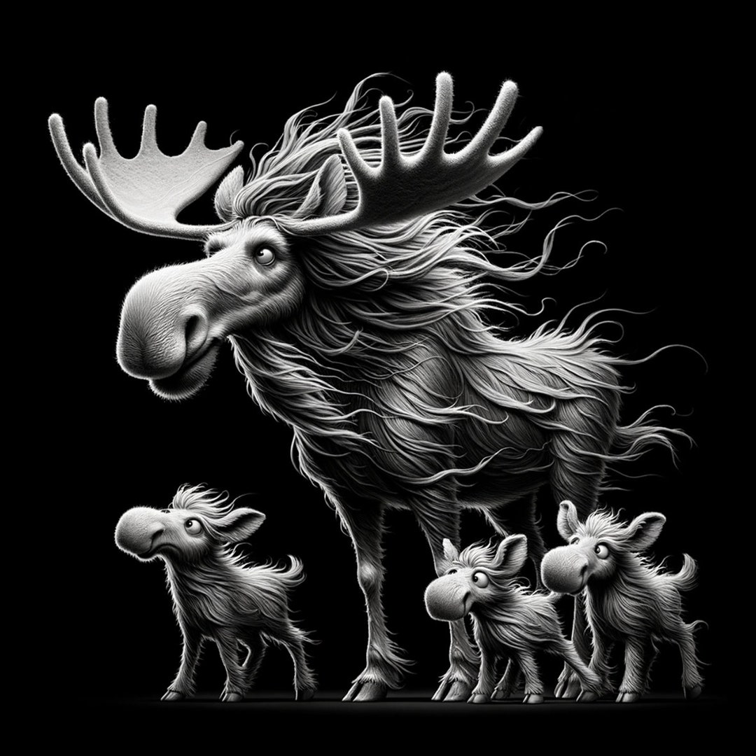 Moose Family 1, Slate Engraving, Laser File, Coaster Etching, American ...