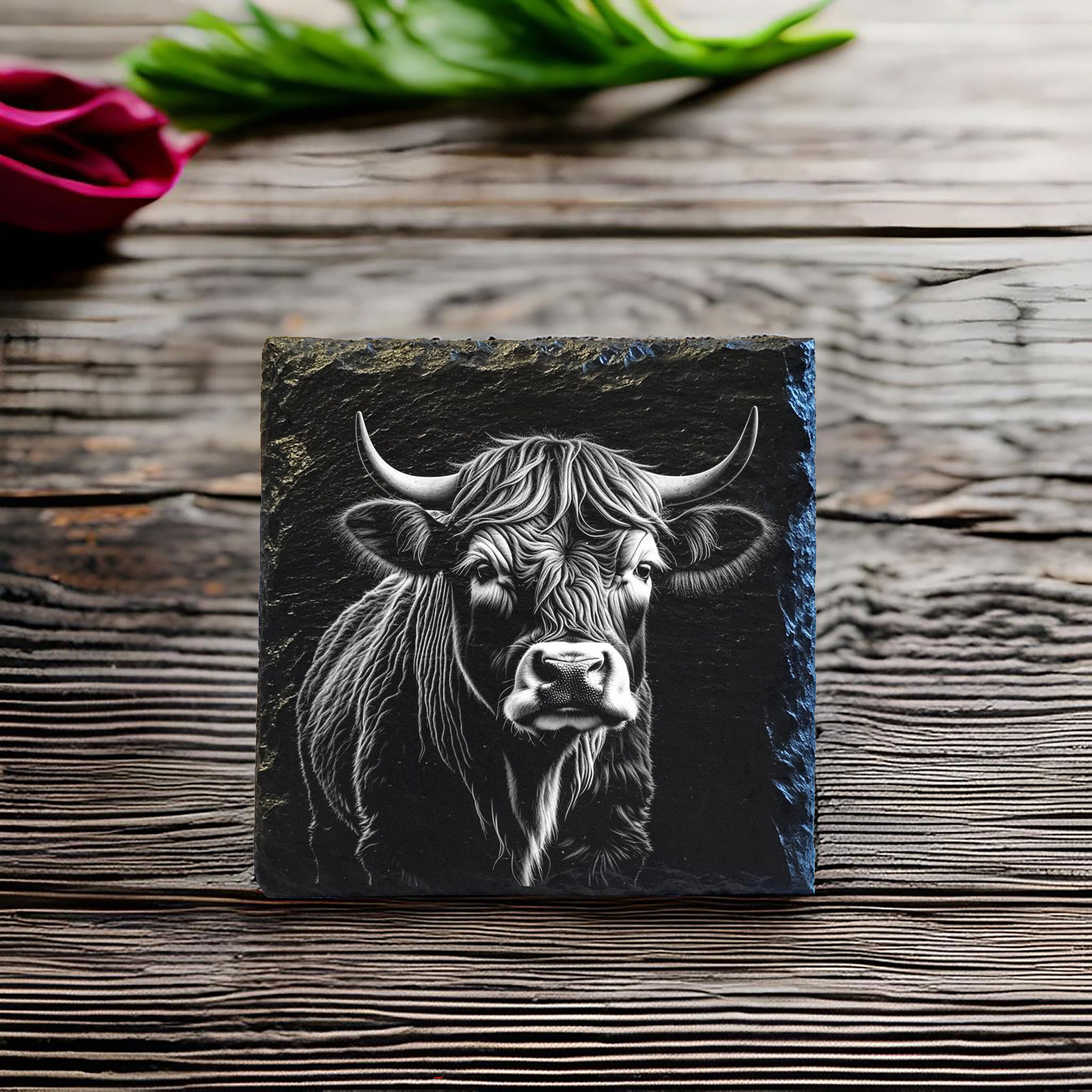 Highland Cow, Slate Engraving, Laser File, Coaster Etching, American ...