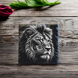 Lion Portrait, Slate Engraving, Laser File, Coaster Etching, American ...