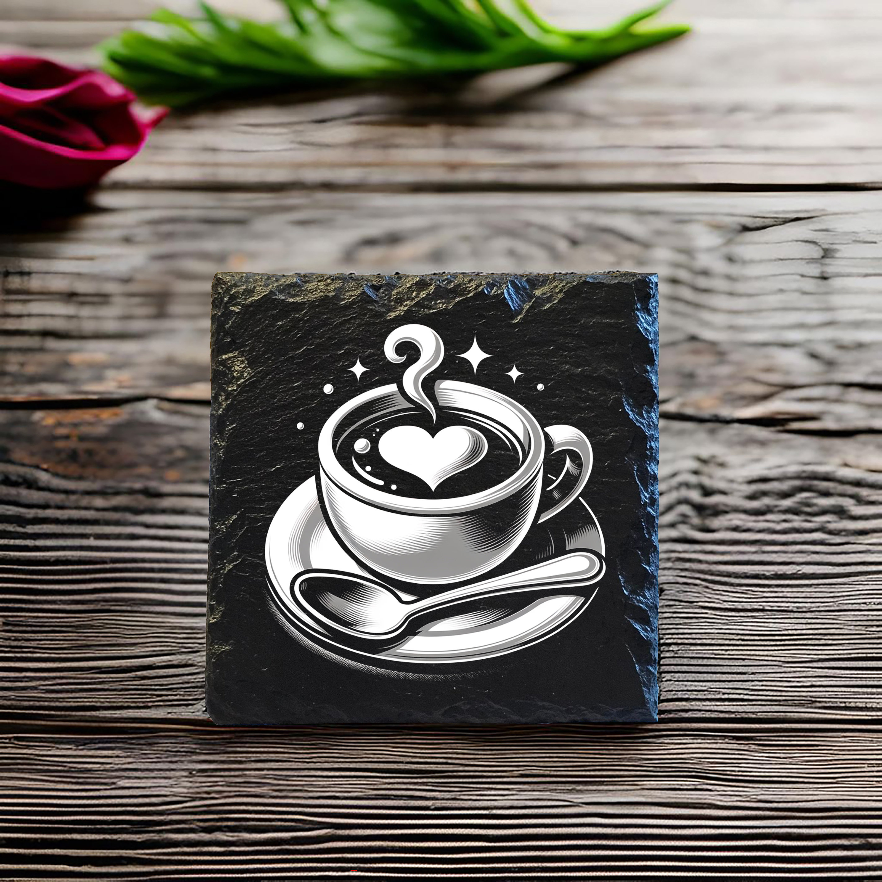 Coffee Cup 6, Slate Engraving Design, Laser File, Coaster Etching ...