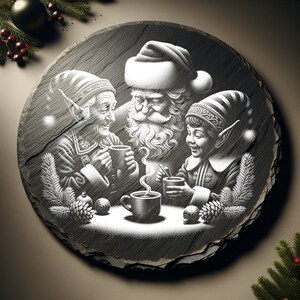 Santa and Elves Slate Engraving, Christmas Laser File (PNG) - Etsy