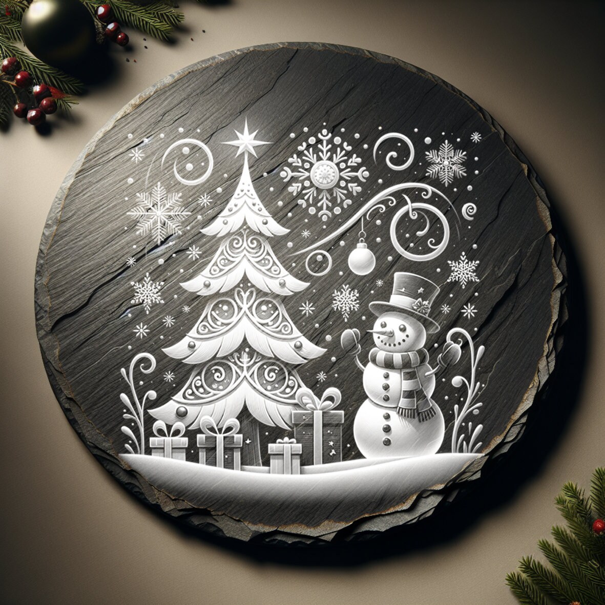 Christmas Tree 1, Laser PNG, Slate Engraving, Laser File, Coaster ...