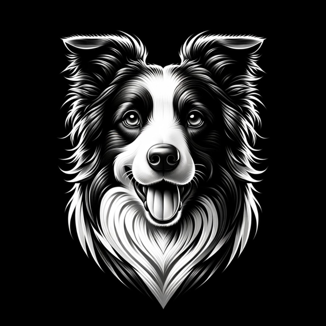 Border Collie, Slate Engraving Design, Laser File, Coaster Etching ...