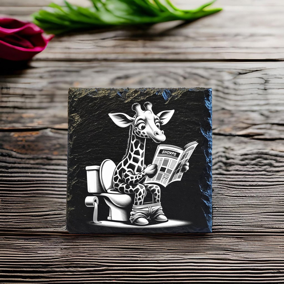 Giraffe Toilet, Slate Engraving Design, Laser File, Coaster Etching ...