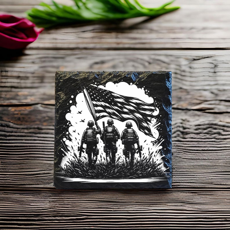 Raising the Flag, Slate Engraving, Laser File, Coaster Etching ...